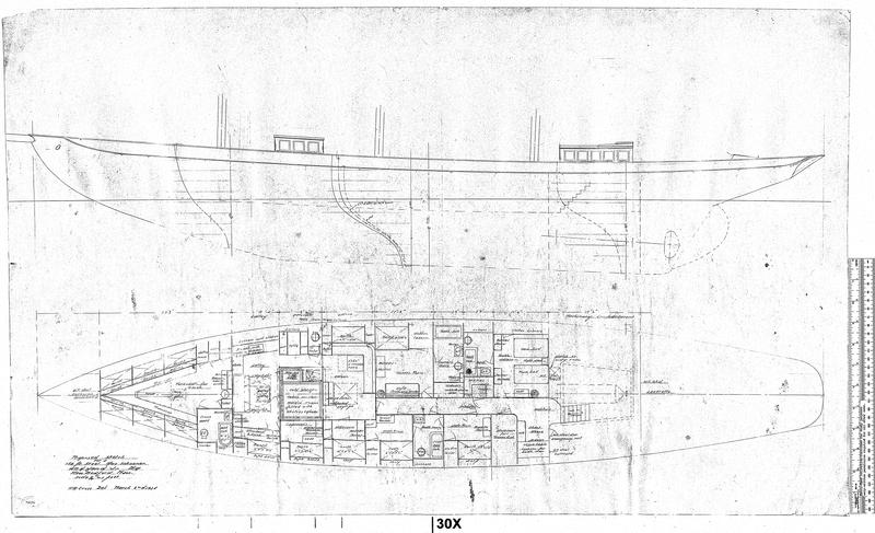 Proposed Sketch for a 150' Steel Aux[iliary] Schooner, fantail stern ...