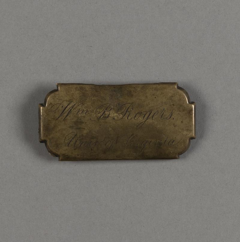 William Barton Rogers's University of Virginia nameplate | MIT Museum