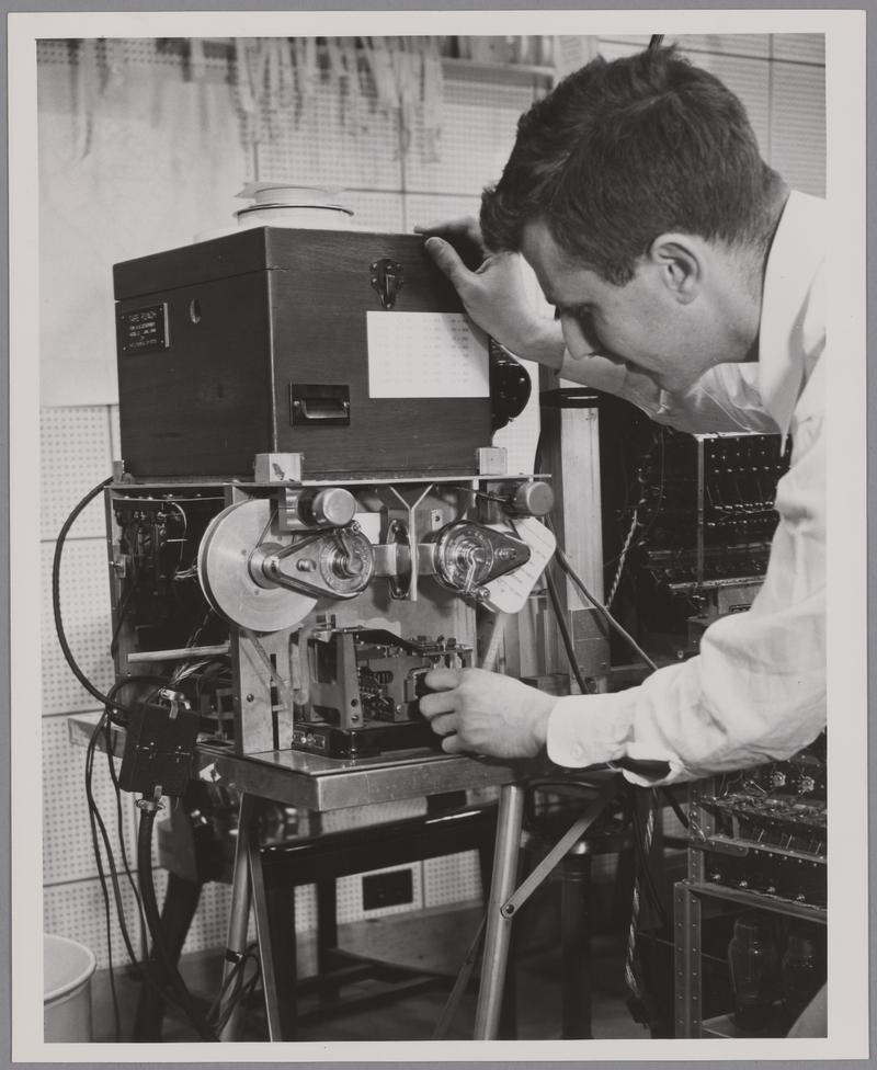 Unidentified man with IAS computer equipment | MIT Museum