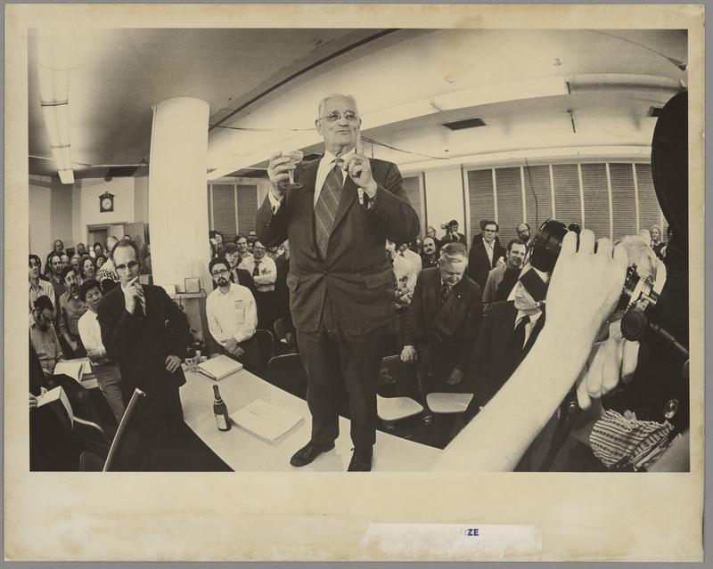 Charles Stark Draper giving toast at event, 1972 | MIT Museum