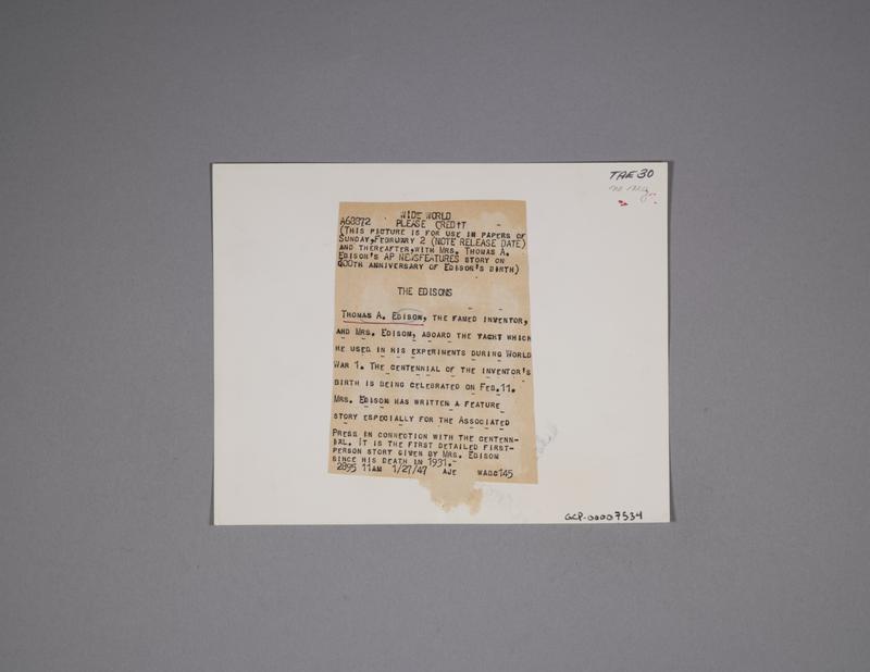 Thomas A. Edison with his wife | MIT Museum