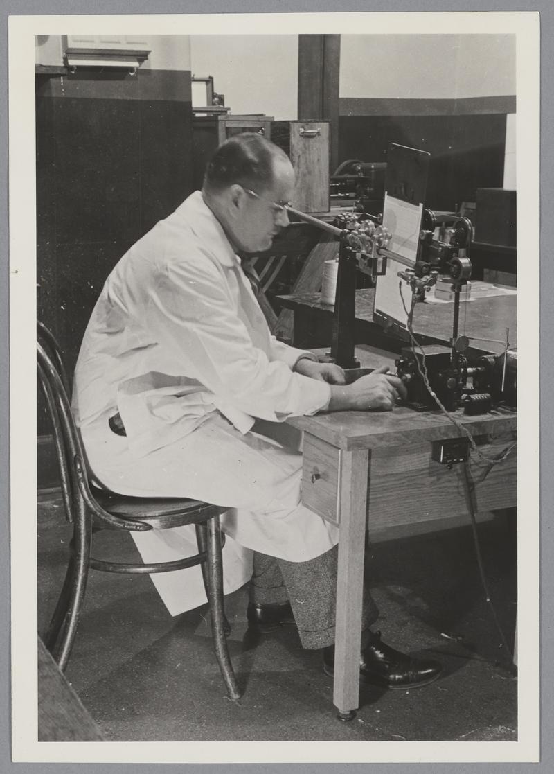 Edward Robinson Schwarz in textile laboratory | MIT Museum