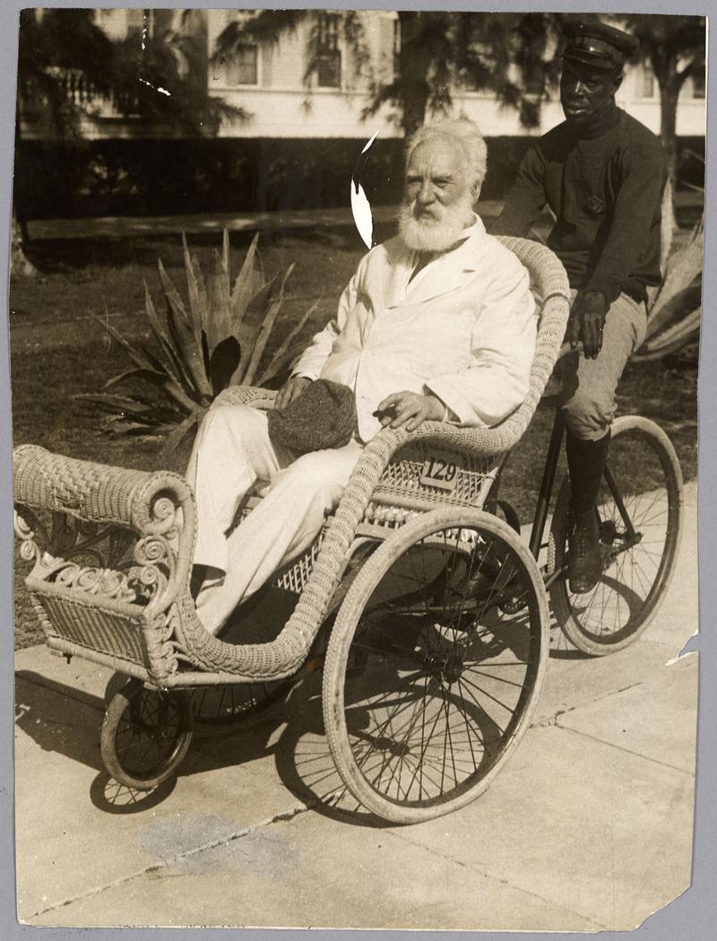 Alexander Graham Bell in cycle rickshaw, circa 1917 | MIT Museum