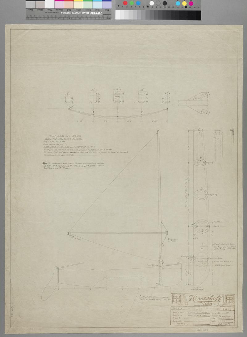 Frost-bite dinghy, sail plan and spars | MIT Museum